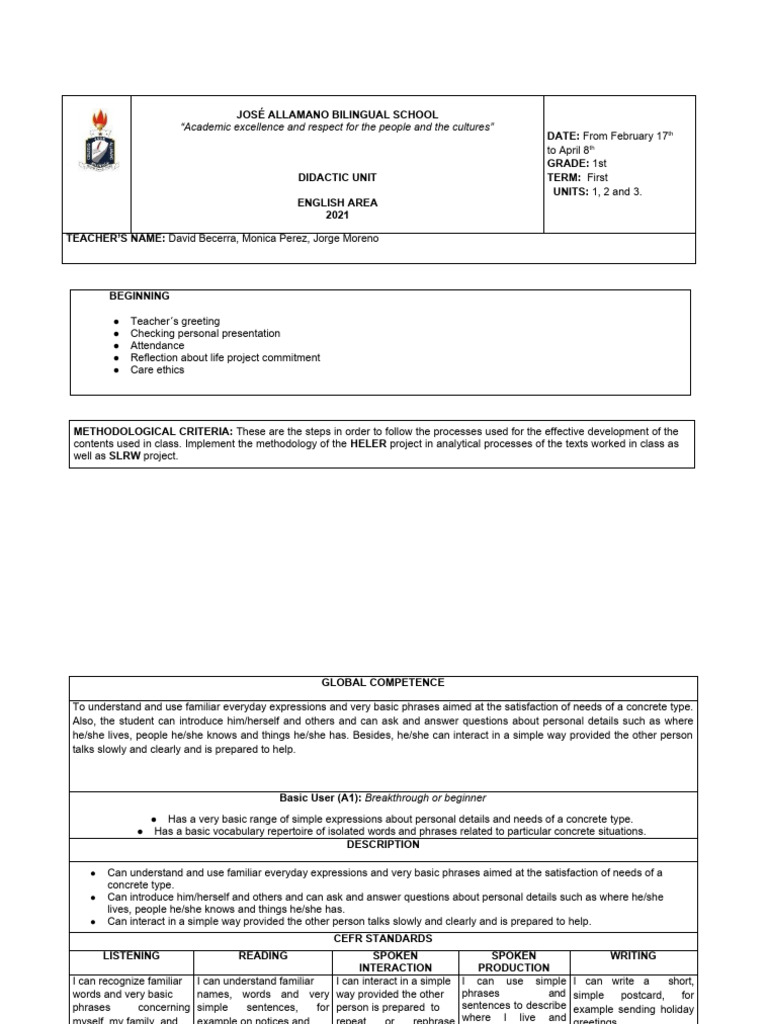 Bilingual English Curriculum for 1st Grade | PDF | Books | Reading ...