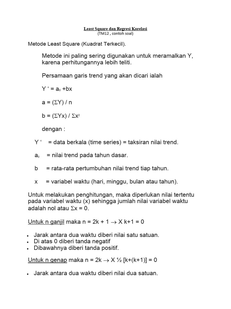 Metode Least Square untuk Regresi Linier | PDF
