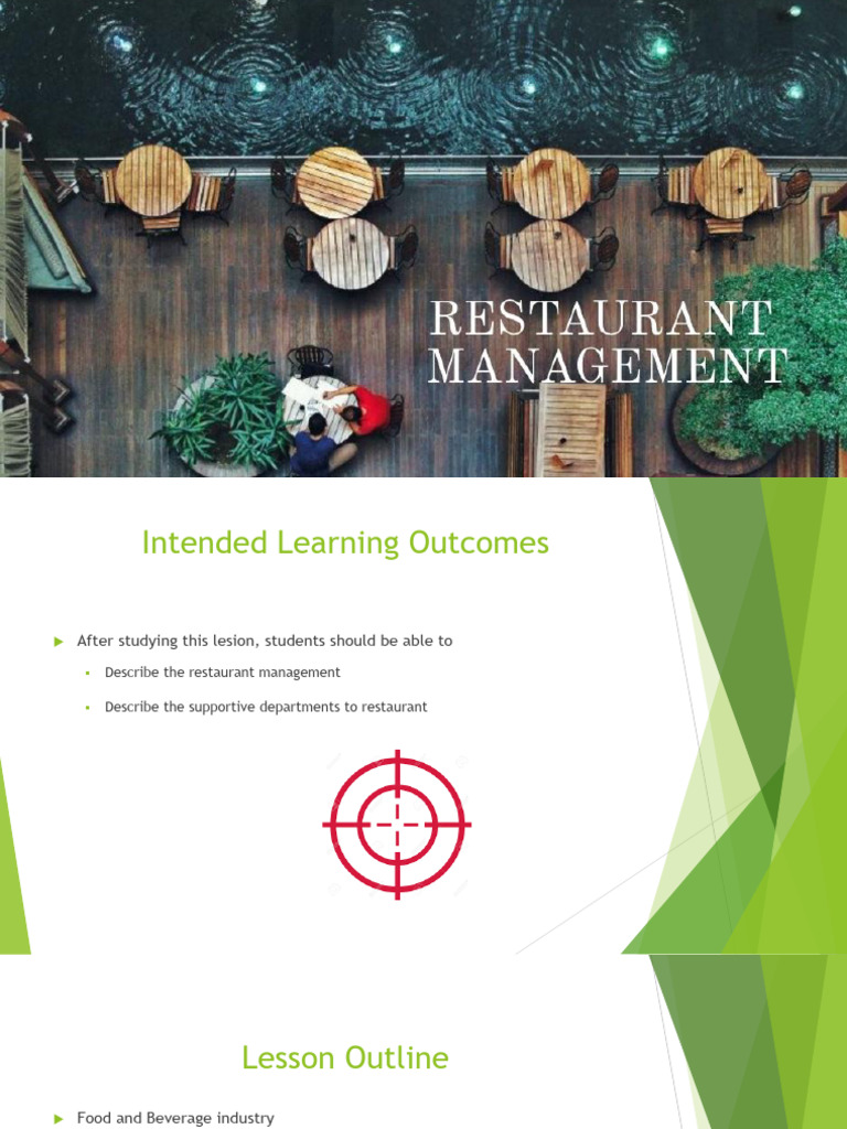 Introduction To Restaurant Managemet | PDF | Restaurants | Foodservice