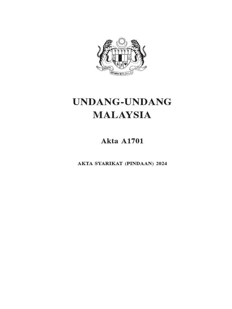 Akta A1701 - Akta Syarikat (Pindaan) 2024 | PDF