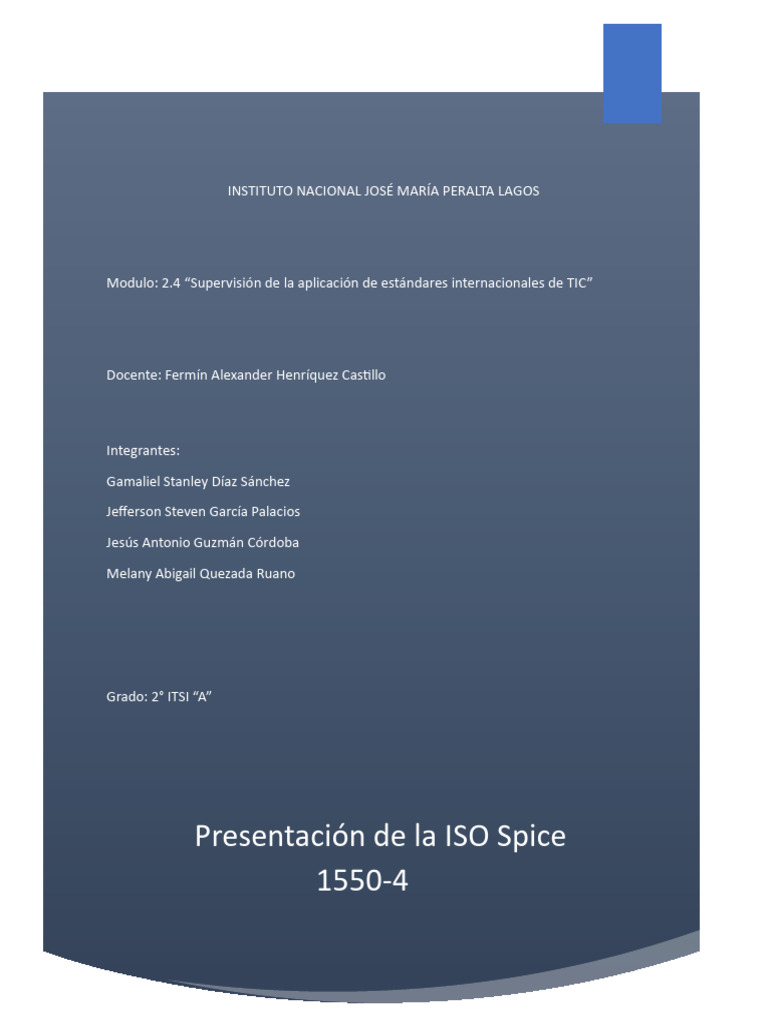 Presentasion de ISO SPICE 1550-4 | PDF | Ingeniería de software | Software