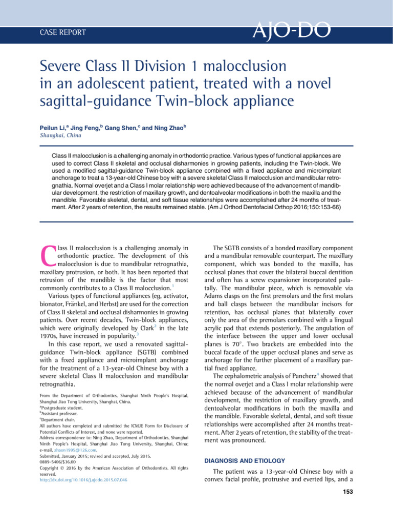 Severe Class II Division 1 Malocclusion | PDF | Orthodontics | Mouth