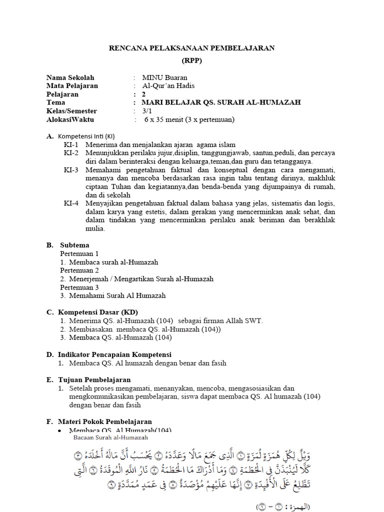 2.A. Membaca Surah Al-Humazah | PDF