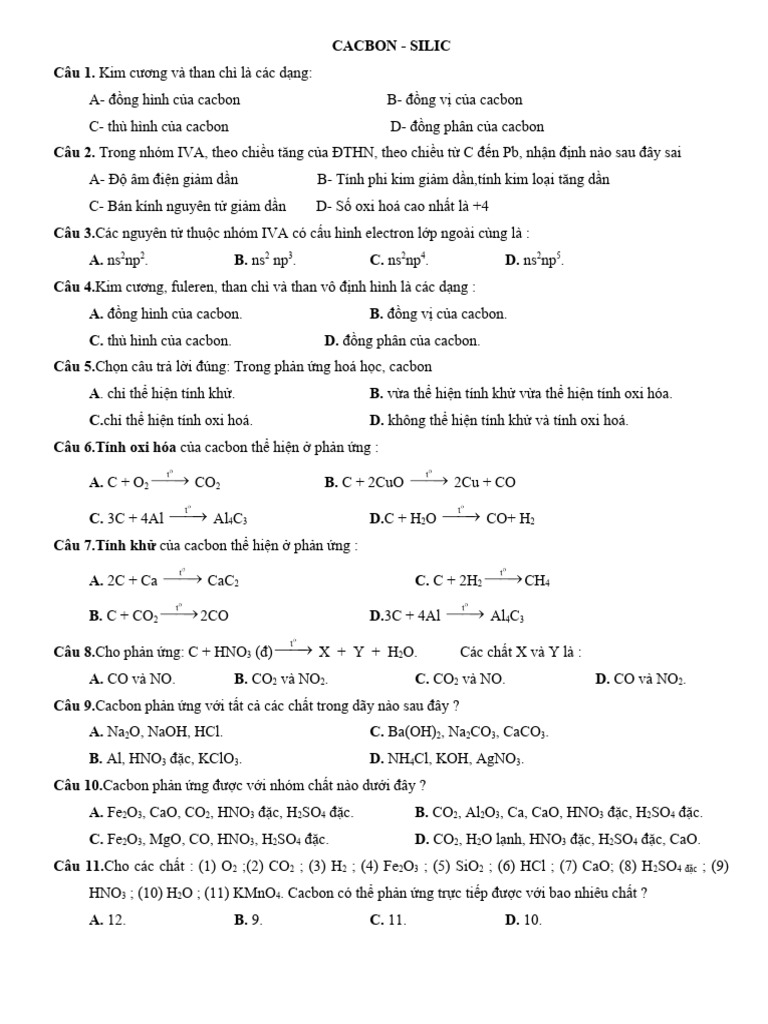 TN C - Si, Đại Cương Hữu Cơ Gui HS | PDF