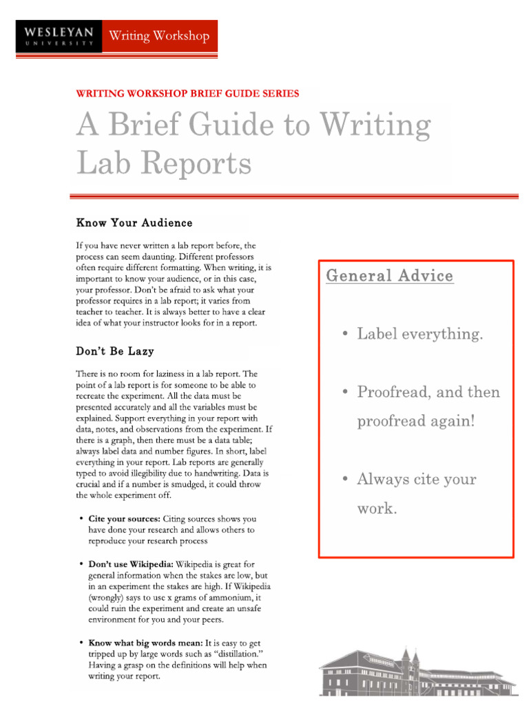 03 A Brief Guide To Writing Lab Reports - Chemistry | PDF