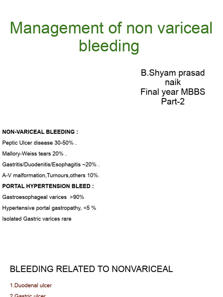 Non Variceal Bleeding | PDF | Stomach | Causes Of Death