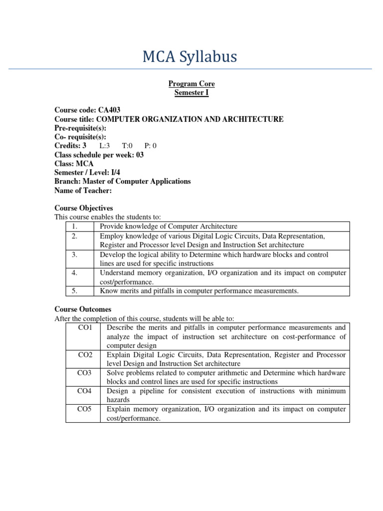 MCA Syllabus (2 Years) | PDF | Relational Model | Databases