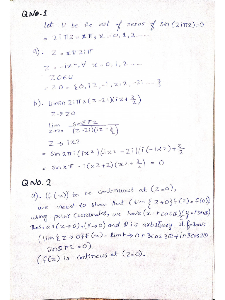 C251.Mathematics Complex Analysis | PDF