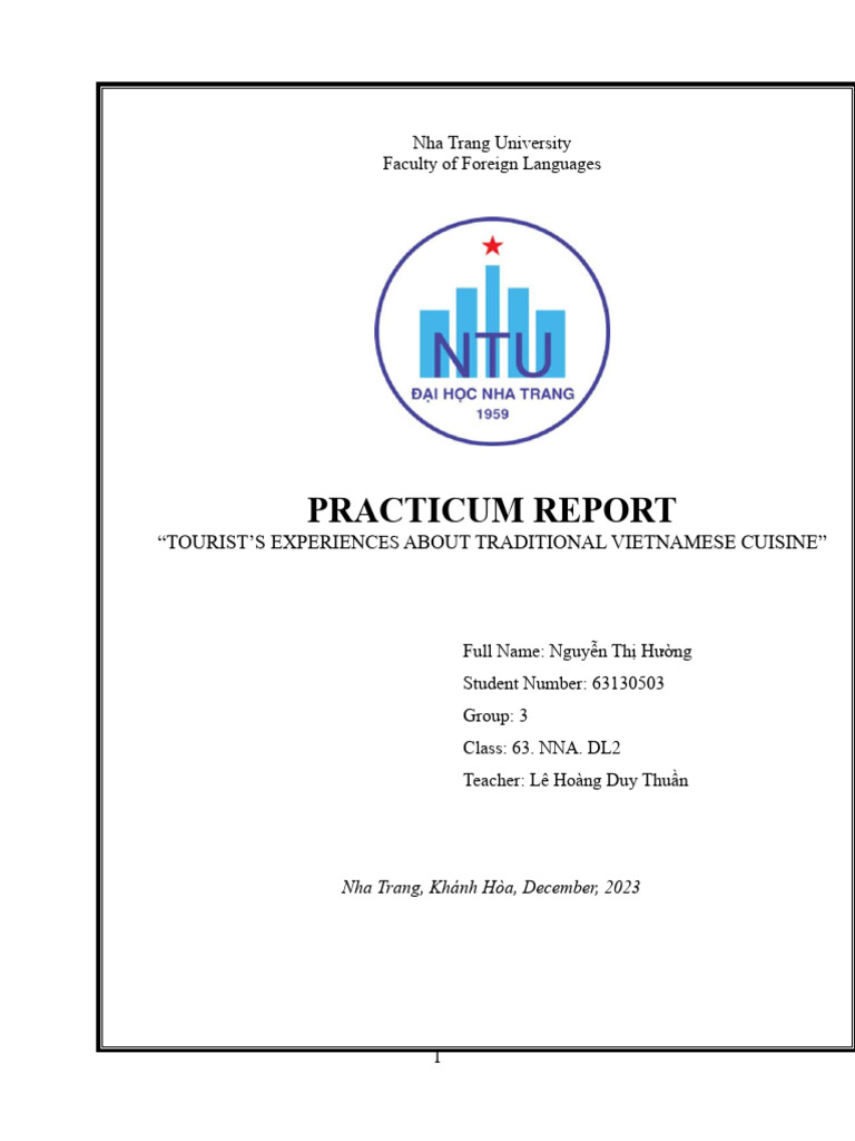 Practicum Report | Download Free PDF | Vietnamese Cuisine | Cuisine