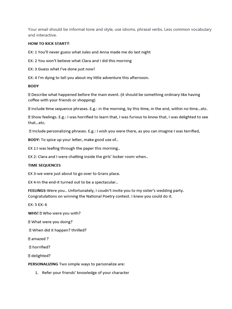 Writing An Informal Email Rules | PDF | Linguistics