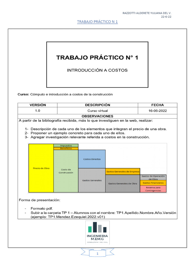 TP1 Razzotti Alderete Yuliana 2022 V01 | PDF | Presupuesto | Business