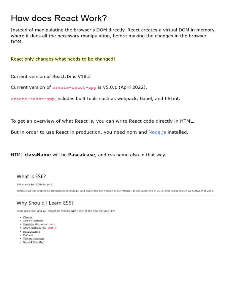 React Notes | PDF | Java Script | Document Object Model React Notes | PDF | Java Script | Document Object Model