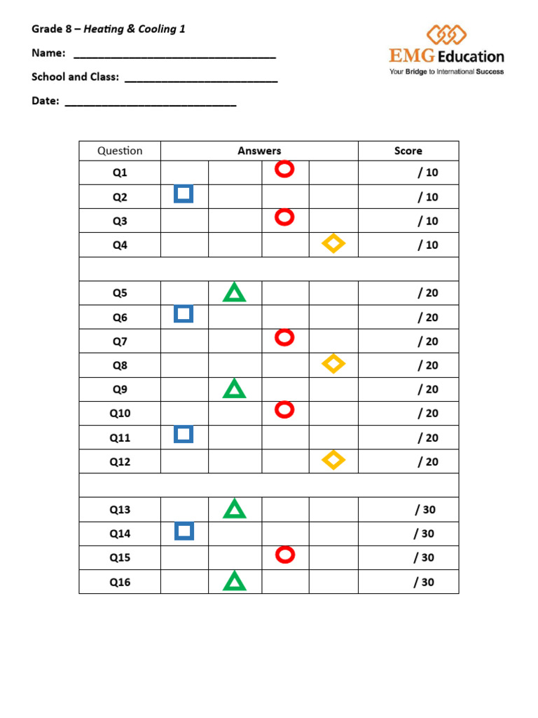 Grade 8 Thermal Energy Transfer Quiz | PDF | Heat Transfer | Mechanical ...