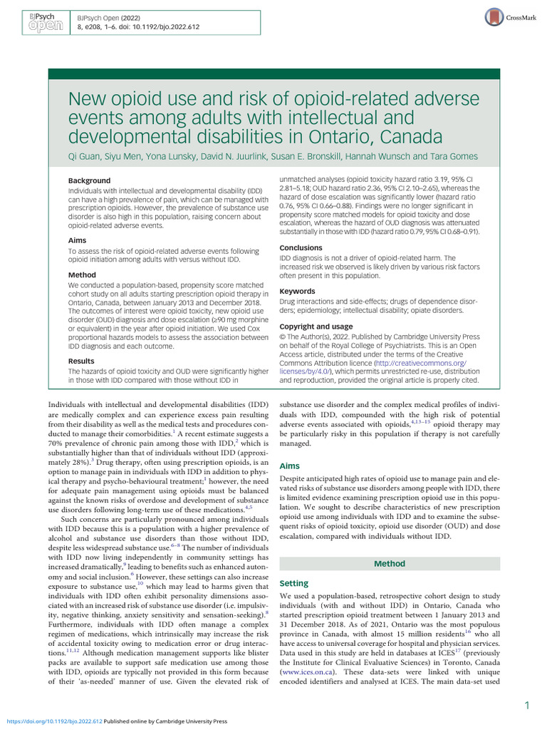New Opioid Use and Risk of Opioid Related Adverse Events Among Adults ...