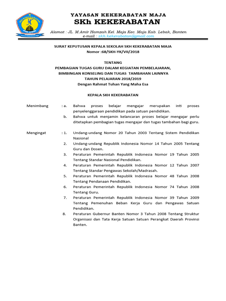 SK Mengajar 2018 SKH Kekerabatan | PDF