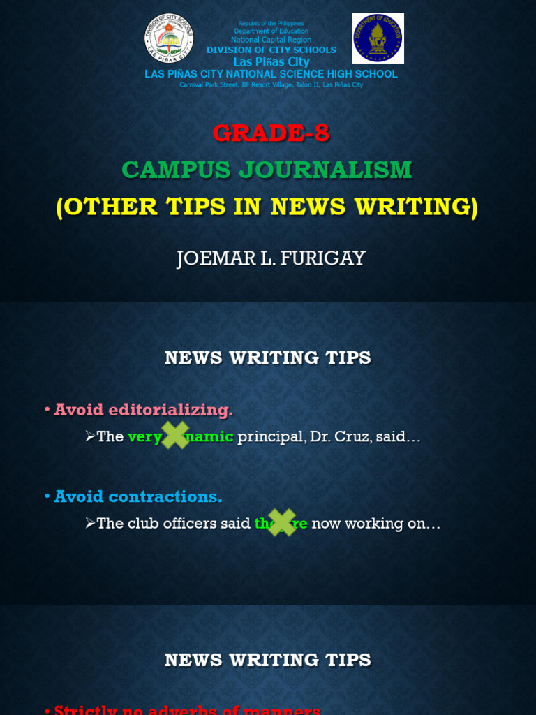 Essential Tips for News Writing | PDF | Grammar | Language Mechanics
