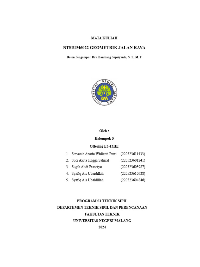 Analisa Alinyemen Horizontal Jalan | PDF | Sains & Matematika | Teknologi & Rekayasa