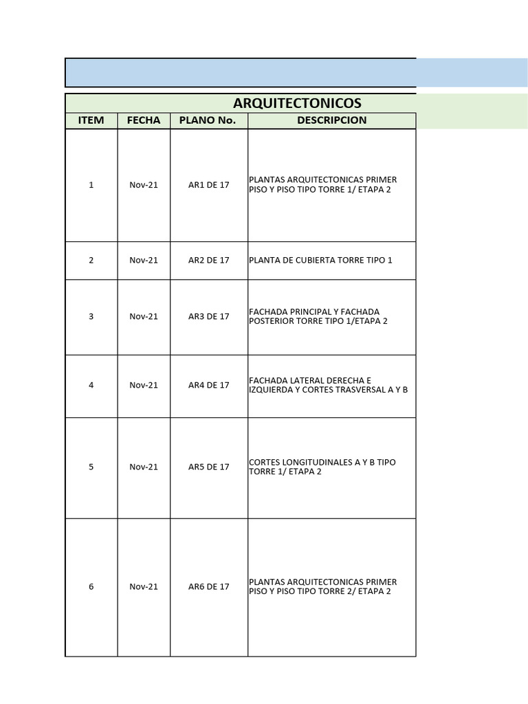 Listado Maestro de Planos | Descargar gratis PDF | Fundación (Ingeniería) | edificio