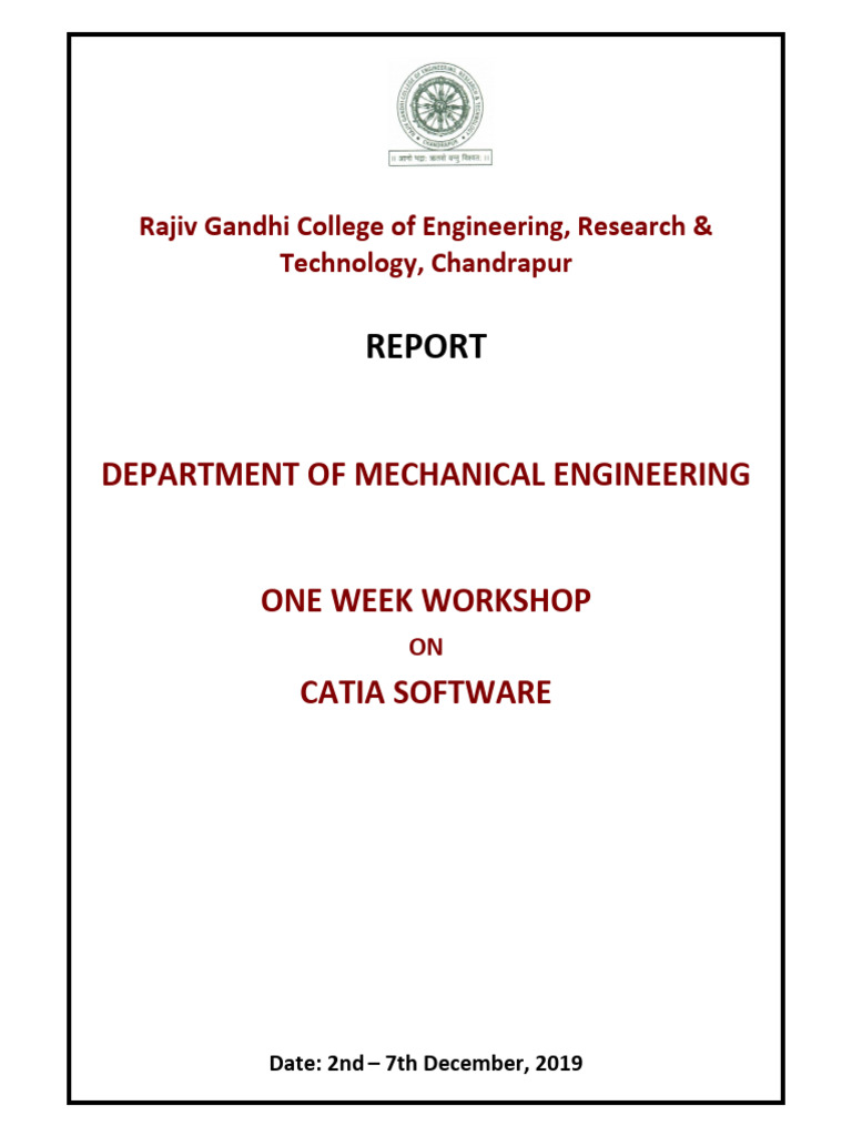 Report One Week CATIA Workshop 2-7 DEC | PDF | Engineering | 3 D ...