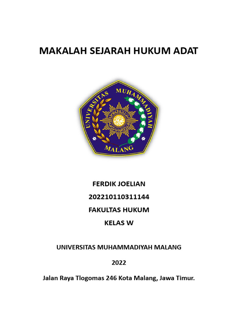 Makalah Sejarah Hukum Adat Joe 2 Baru BGT | PDF | Agama & Spiritualitas