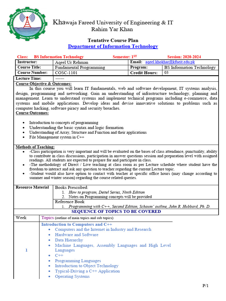 Programming Fundamental 1st Semester Cosc 1101 Pdf Pointer Computer Programming Algorithms 