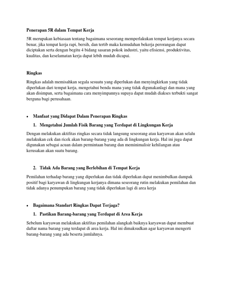 Penerapan 5R Di Tempat Kerja | PDF