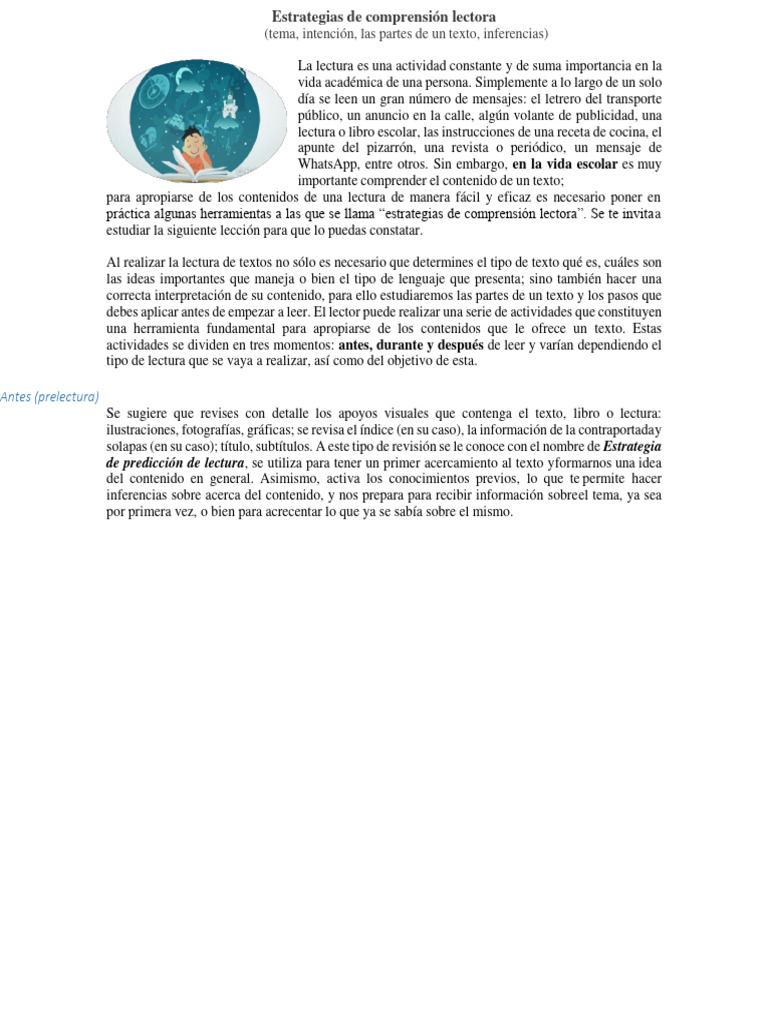 Estrategias de Comprensión Lectora | PDF | Método científico | Conocimiento