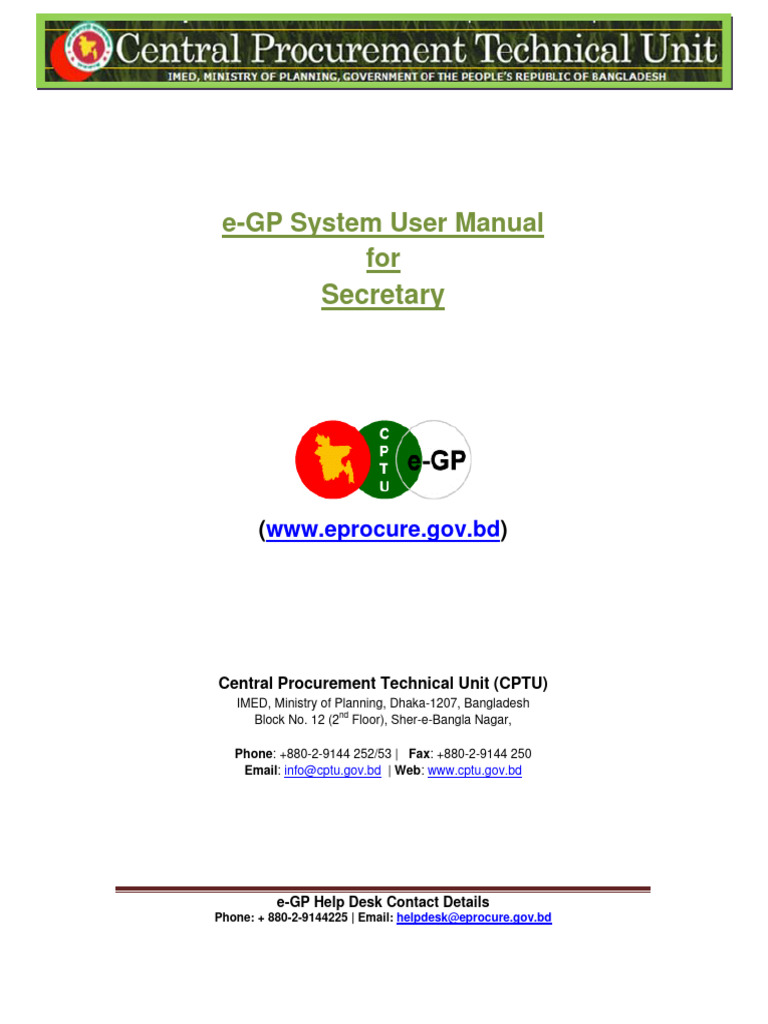 e-GP System User Manual - Secretary User | PDF | Procurement | Password