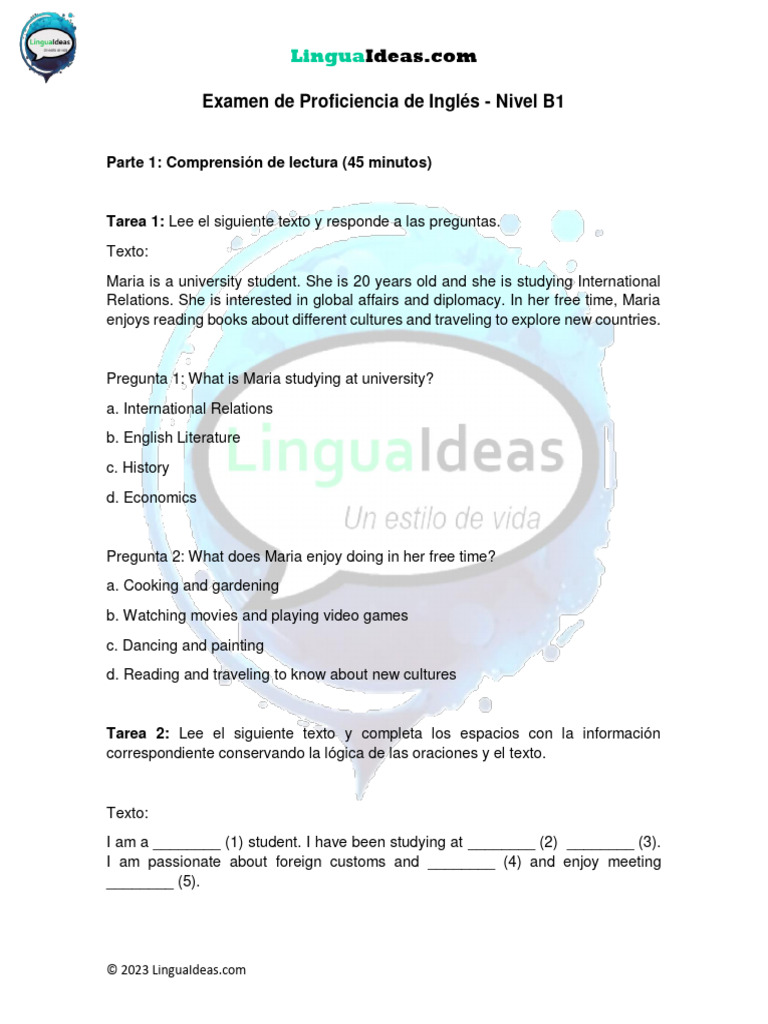 Prueba B1 | PDF | Language Arts & Discipline