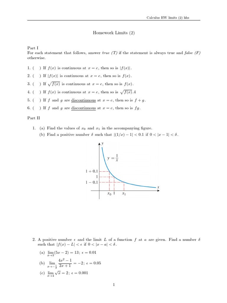 HW - Calculus - Continuity | PDF | Mathematical Logic | Mathematics