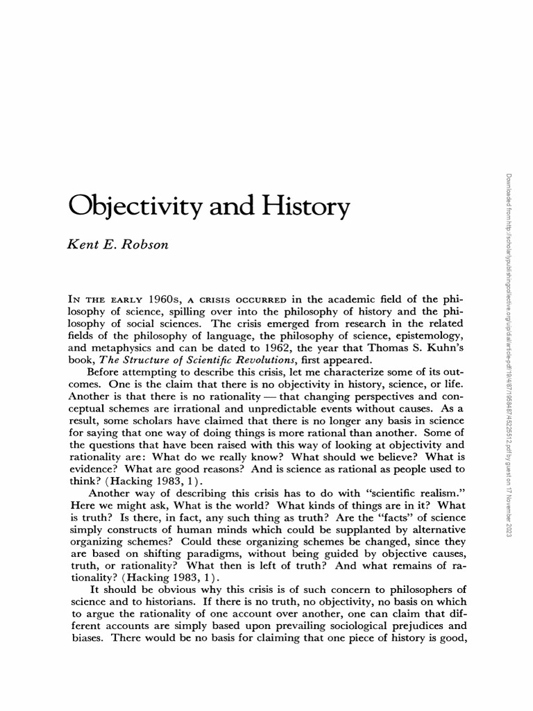 Objectivity and History | PDF | Truth | Science