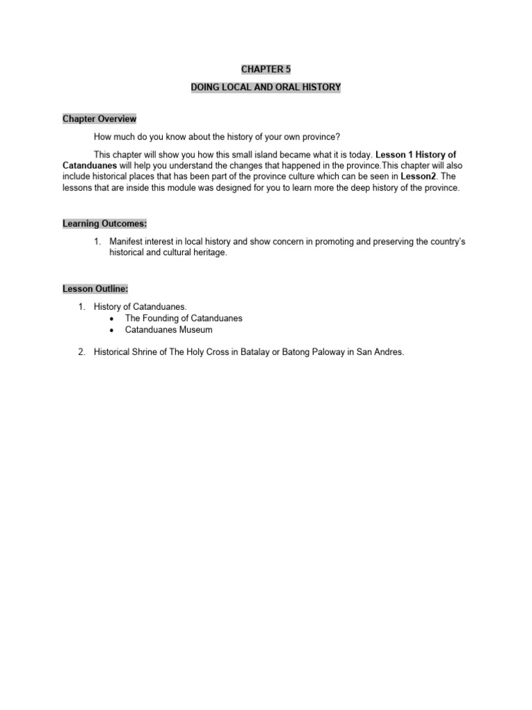 History of Catanduanes: Chapter 5 | PDF | Social Science | Travel