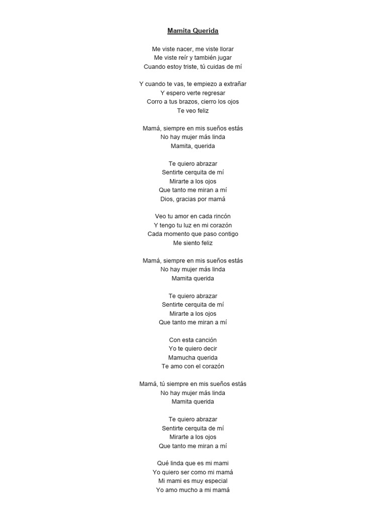 Mamita Querida Canción Día De La Madre Pdf