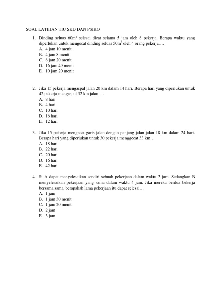 Soal Latihan Tiu SKD Dan Psiko | PDF | Metode & Bahan Ajar | Griya & Taman