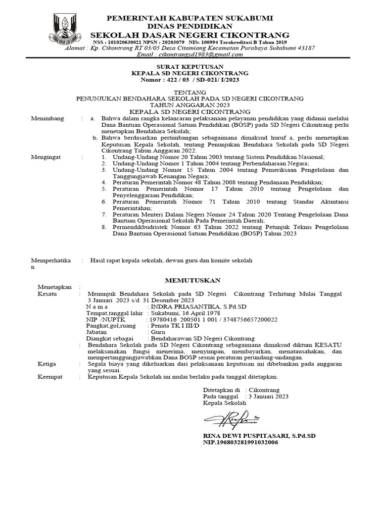 SK Bendahara 2023 | PDF