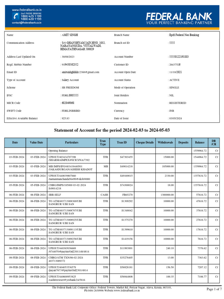 Account Statement 5555XXXXXX1883 | PDF | Service Industries | Banking
