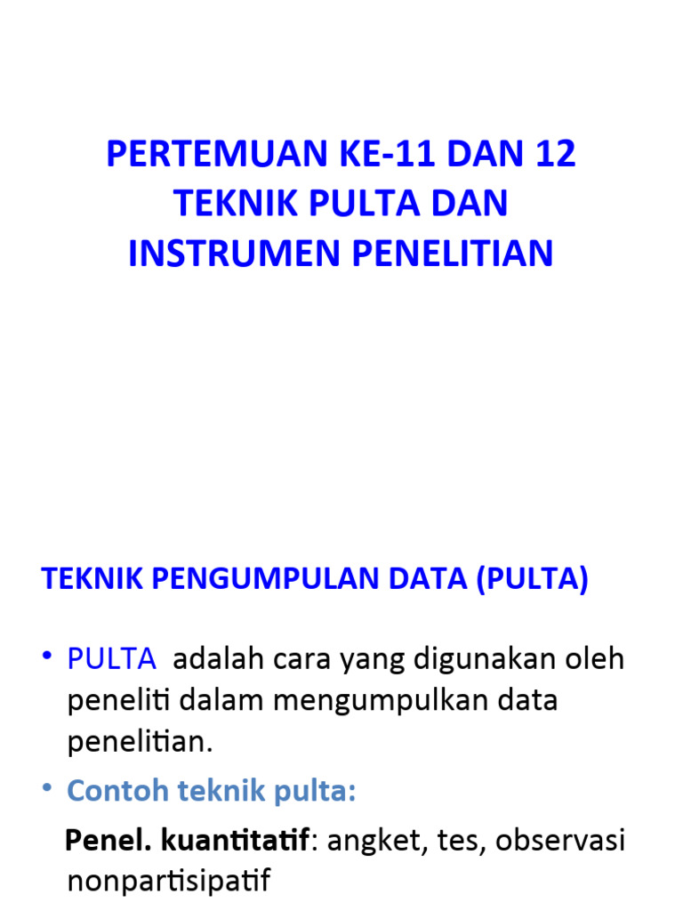Pertemuan 11 - 12 Instrumen Penelitian | PDF | Sains & Matematika | Teknologi & Rekayasa