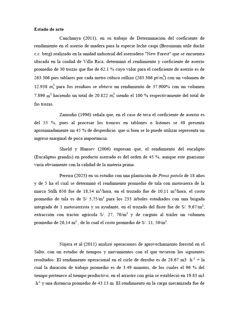 Rendimiento y costos en aserrío de madera | PDF