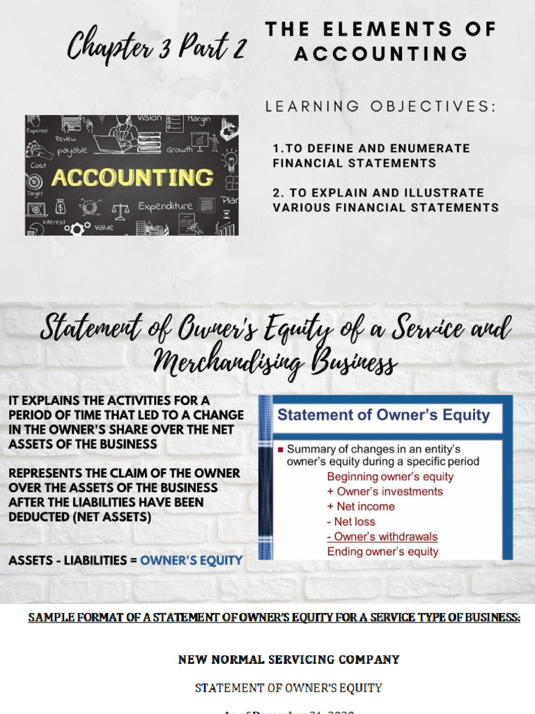 Chapter 3 Part 2 - The Elements of Accounting | PDF