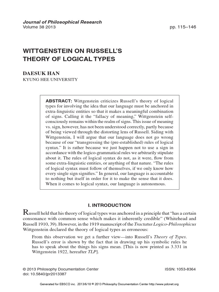 Wittgenstein Teoria de Tipos Russell | PDF | Proposition | Logic