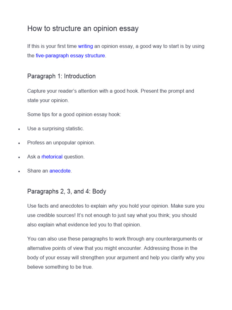 How To Structure An Opinion Essay | PDF | Essays | Proofreading