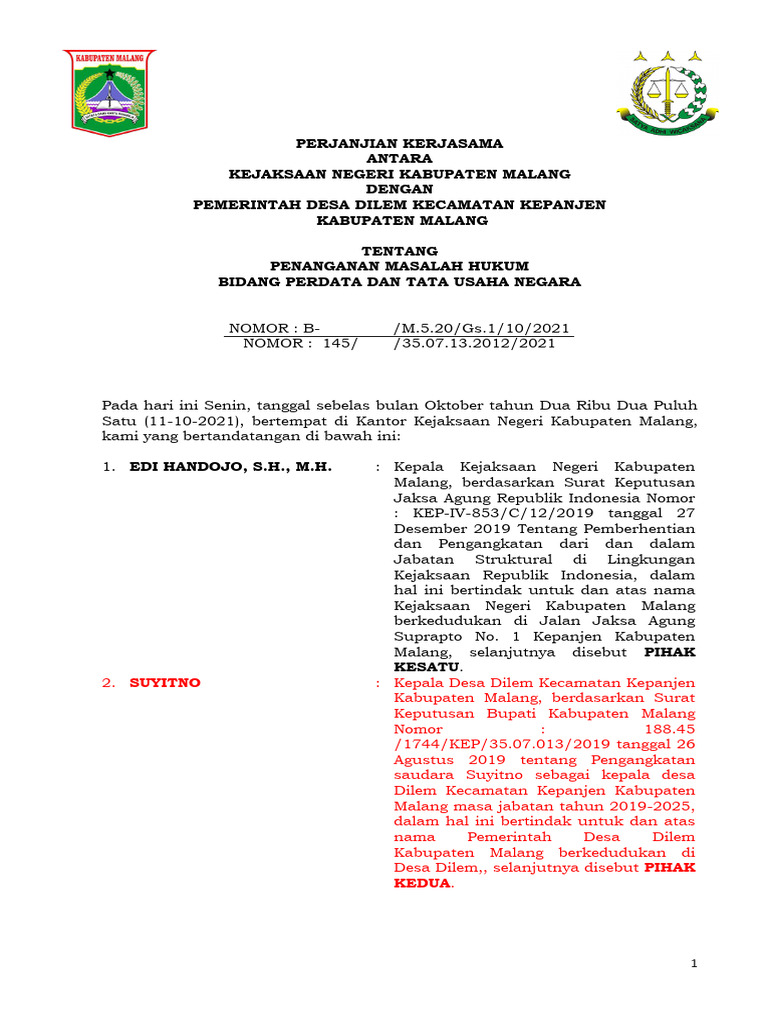 Draft Mou Desa-2 | PDF