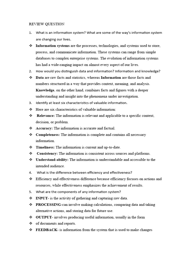 REVIEW QUESTION - Docx Jenny | PDF | Information | Information System