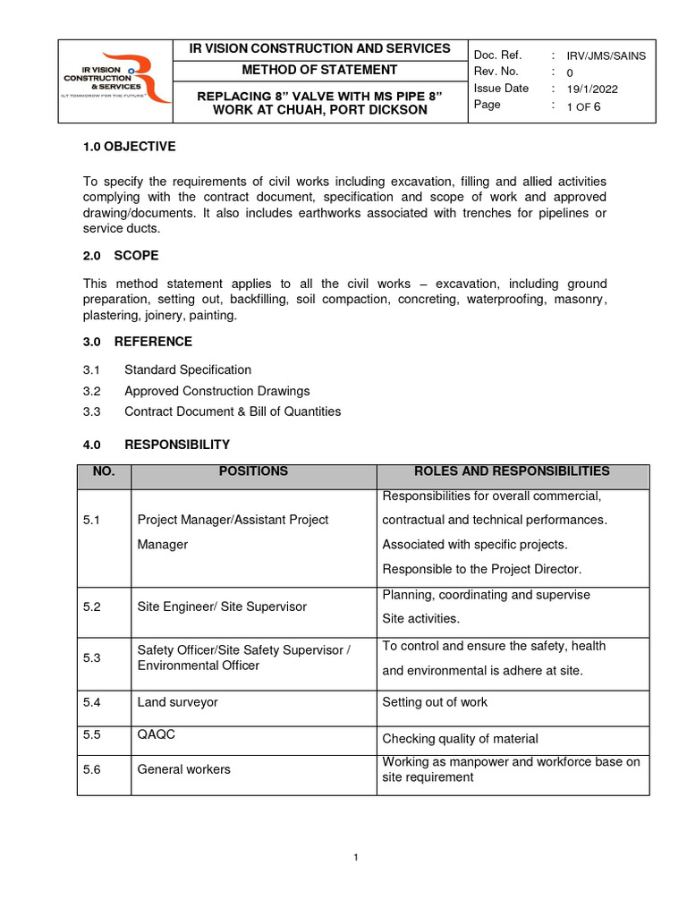 Method Statement Pipe Repair | PDF | Grinding (Abrasive Cutting ...