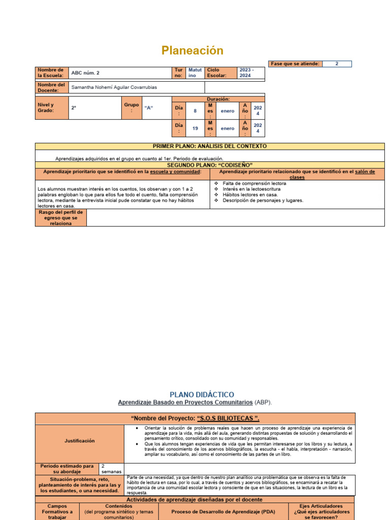 Proyecto ABP S.O.S BIBLIOTECAS | PDF | Evaluación | Salón de clases