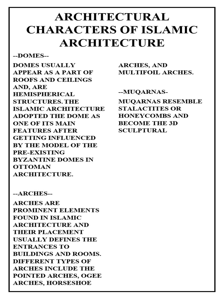 ARCHITECTURAL CHARACTERS OF ISLAMIC ARCHITECTURE | PDF | Mosque ...