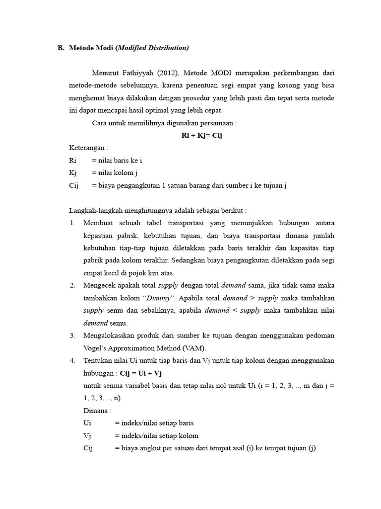 Metode Modi | PDF
