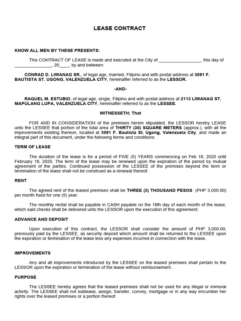 Lease Contract | PDF | Lease | Renting