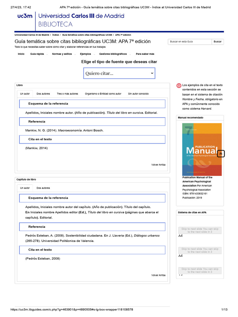 APA 7 Edición - Guía Temática Sobre Citas Bibliográficas UC3M - Índice at Universidad Carlos III ...