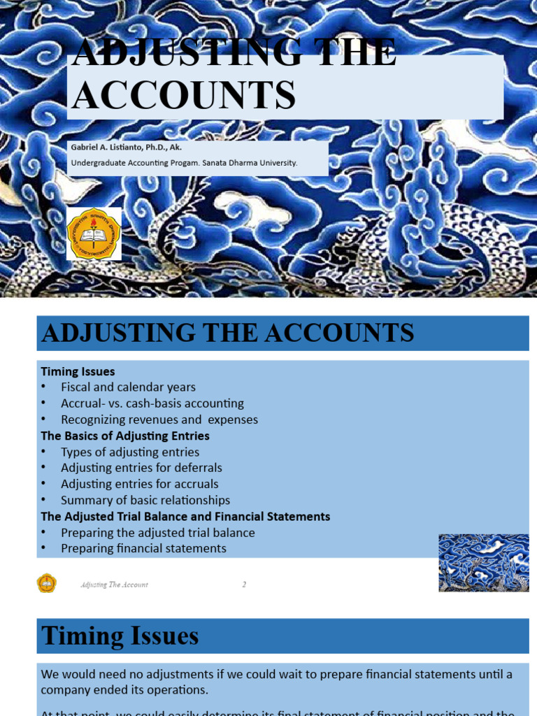 9.Adjusting the Accounts | PDF | Deferral | Debits And Credits
